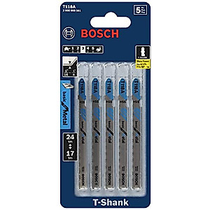 BOSCH T118A 5-Piece 3-5/8 In. 17-24 TPI Basic for Metal T-Shank Jig Saw Blades,Red