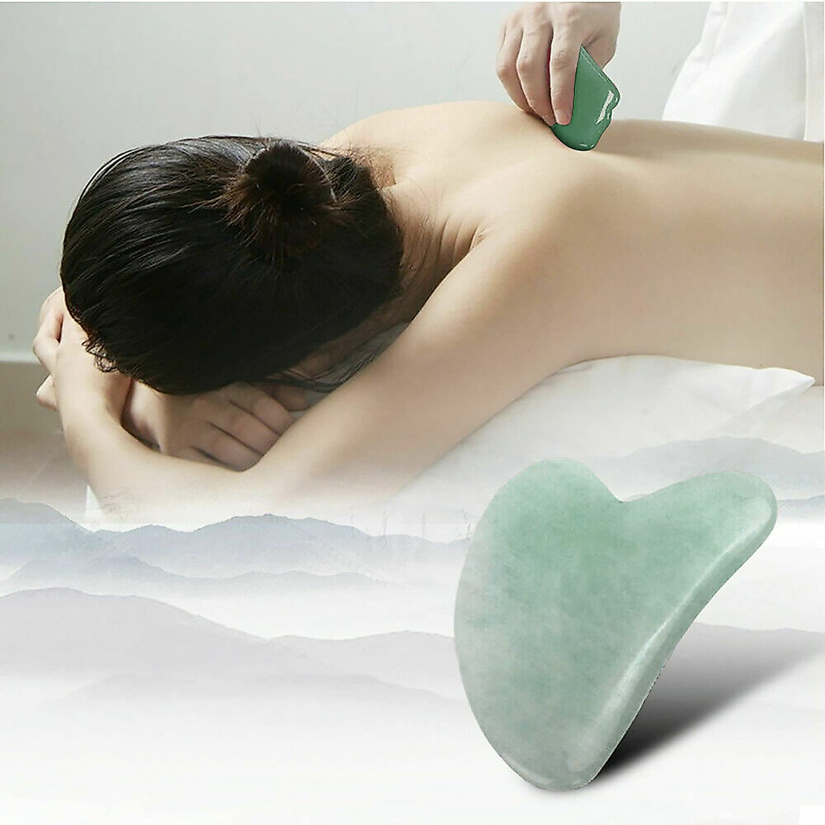 RUOYUN Gua Sha Massage Tool, Natural Jade Massage Tools for SPA Acupuncture Therapy Trigger Point Treatment Help Relieve Sore Neck, Hands and feet, Promote Blood Circulation