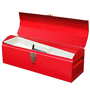 BIG RED TB101 Torin 19" Hip Roof Style Portable Steel Tool Box with Metal Latch Closure and Removable Storage Tray, Red, 19.1" x 6.1" x 6.5"