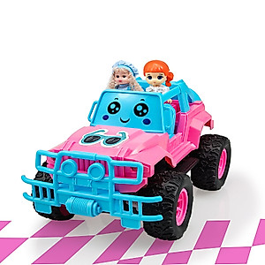 Remote Control Car for Kids Toddlers, Pink RC Cars with 2 Sets DIY Stickers, 1:20 Scale Remote Control Truck with LED Headlights, Easter Gifts for 3 4 5 6 7 8 Years Old Toddlers Girls Boys Kids