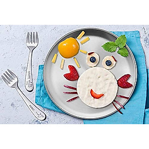 TeamFar Toddler Plates, 8 Inch Stainless Steel Kids Dinner Metal Plates, Round Serving Salad Plates for Camping Outdoor Party, Safe & Healthy, Sturdy & Heavy Duty, Dishwasher Safe – Set of 6