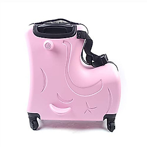 20" Spinner Luggage Kids Ride-On Roll Suitcase Luggage Bags Wheeled Trolley Luggage Waterproof (Pink)