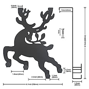 SELEWARE Decorative Deer Over The Door Hanger Hook, Heavy Duty Over Door Bathroom Robe Towel Hanger with 4 Hooks, Compact Design, Home Bedroom Office Door Storage Coat Hook, Black