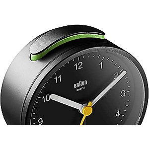 Braun Classic Mixed Black Analogue Alarm Clock Home Gift Bundle with Snooze and Light, Quiet Quartz Movement, Crescendo Beep Alarm in Black, Model BC12B, BC02XB (2 Pack)