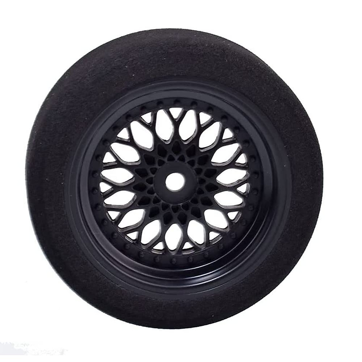 Shaluoman 4Pcs 1/10 On-Road Foam Tires& 2080-3mm Wheel Rims 12mm Hex for HSP HPI RC Racing Car Toy, Black