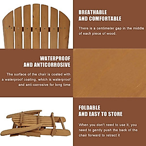 Adirondack Chair Outdoor Chairs Patio Chairs Lawn Chair Folding Adirondack Chair Patio Seating Fire Pit Chairs Wood Chairs for Adults Yard Garden w/Natural Finish