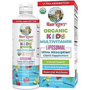 MaryRuth's Kids Multivitamin lipsomal | Vegan, Sugar-Free Vitamins for Kids Ages 2+ | Childrens Vitamins 1-2 Month Supply | Multivitamin for Kids | Multi | Kids Vitamins | 15.22 Fl Oz