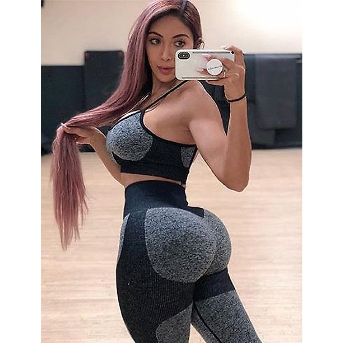 OLCHEE Women’s Workout Sets 2 Piece - Seamless Yoga Leggings and Cross-Strap Sports Bra Gym Outfits Activewear Matching Set - Black Medium