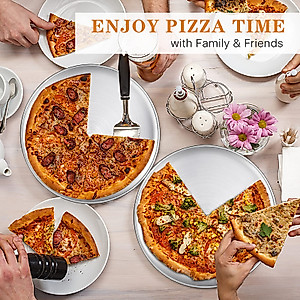 Worldity Pizza Serving Tray, 12 Inch Stainless Steel Pizza Pan, Food Grade Safe Pizza Pans, Round Pizza Tray for Oven, Pizza Plate for Pie, Cookie, Dishwasher Safe(4 Pack)