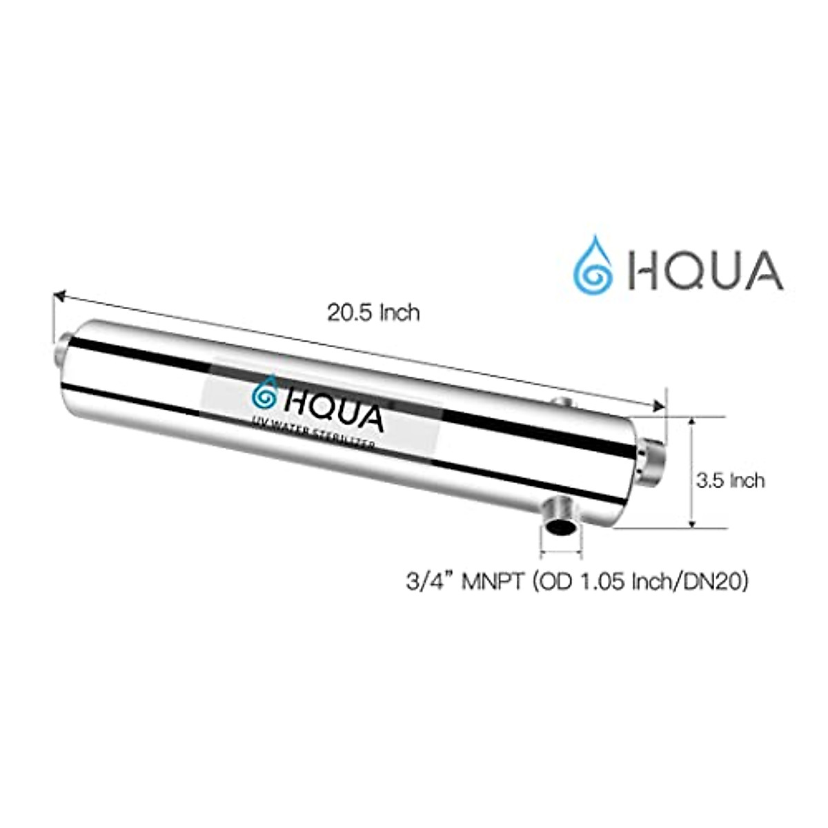 HQUA-TWS-12 Ultraviolet Water Purifier Sterilizer Filter for Whole House Water Purification,12GPM 120V, 1 Extra UV Lamp + 1 Extra Quartz Sleeve