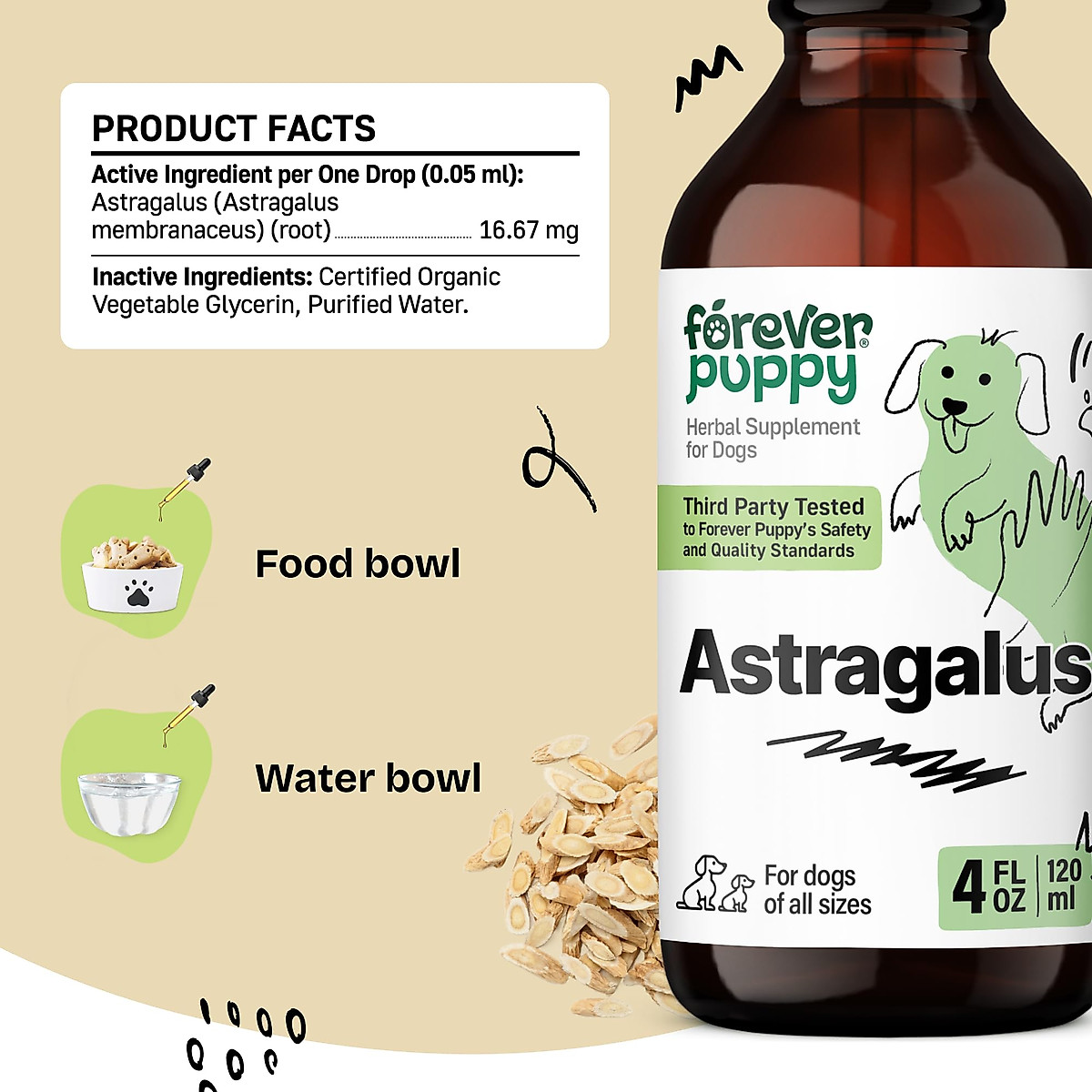 Astragalus Root for Dogs - Immune Support for Dogs w/Astragalus Root - Pet Supplements for Immunity w/Astragalus Liquid Extract - Herbal Dog Immune Vitamins and Supplements - Joyful Pet Care - 4 oz