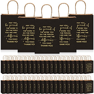 ReliThick 100 Pcs Employee Appreciation Gifts Bags Christmas Thank You Gifts Bags for Coworkers with Handles Team Inspirational Gift Bags May You Be Proud Paper Bags for Teacher Staff Nurse(Black)
