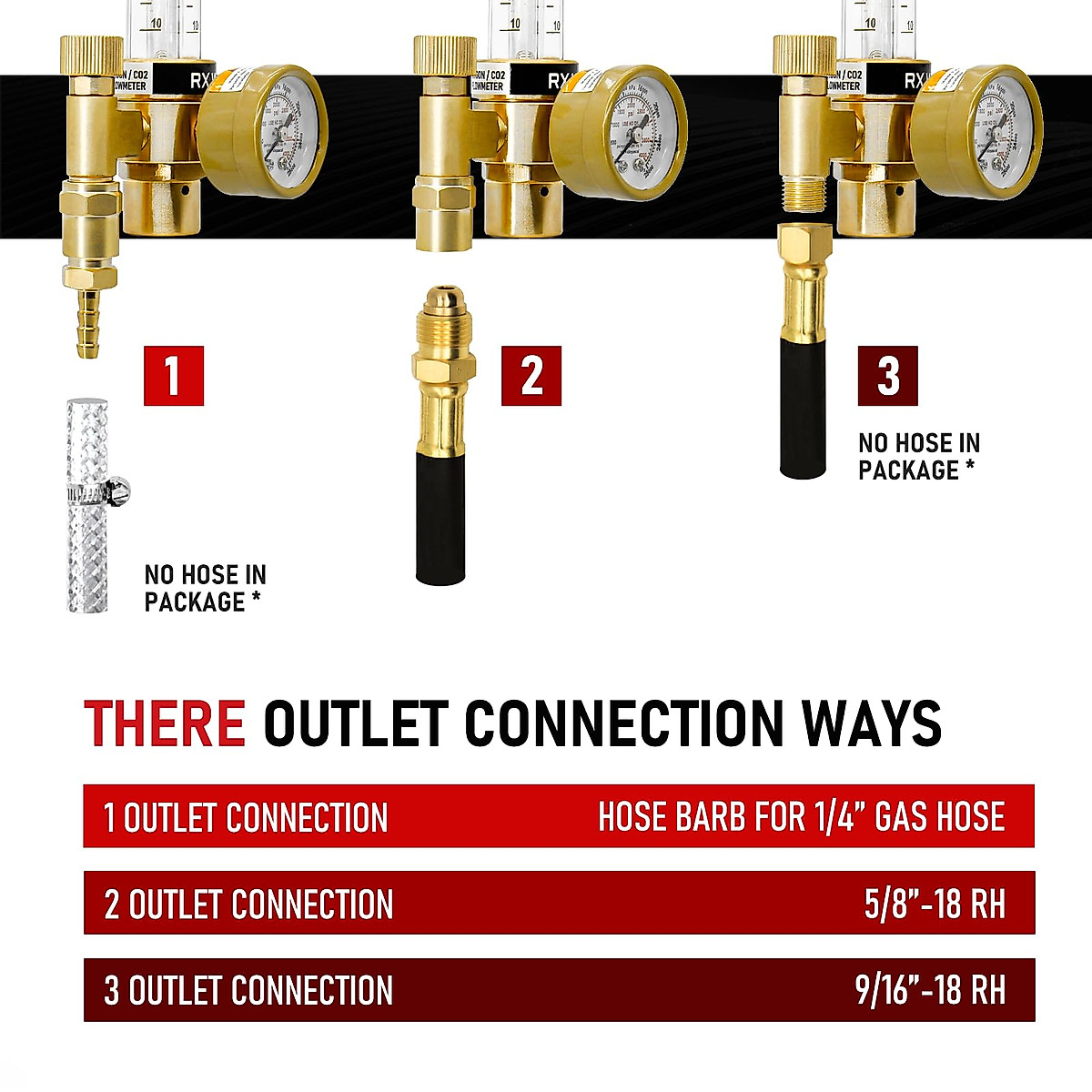 RX WELD Argon Regulator Flowmeter Gas Gauge for Mig Tig Weld with Gas Welding Hose