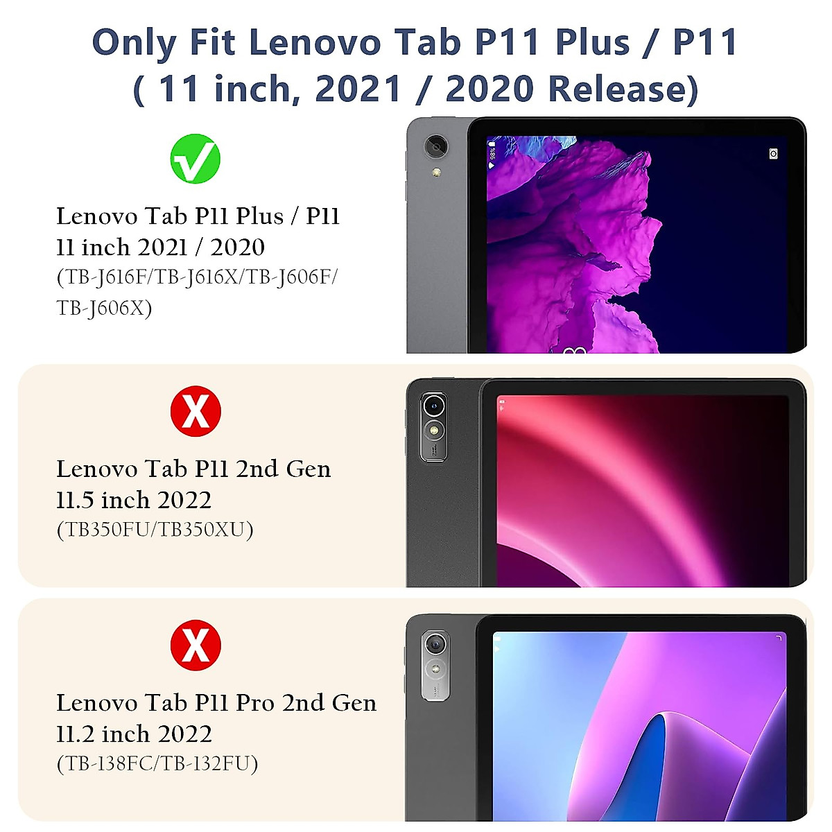 Junfire Shockproof Case for Lenovo Tab P11 Plus/P11 (2021/2020), Lenovo Tab P11 Plus/P11 Heavy Duty Rugged Case 11 inch with Hand Strap Kickstand Shoulder Belt for TB-J606F/TB-J606X/TB-J616F-Black