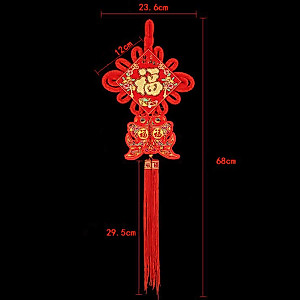 Halloluck 2 Pack Chinese Knot Tassel New Year Decoration Traditional Red Lucky Oriental Pendant Ornaments for New Year's Gifts, Chinese Spring Festival and Home Decor
