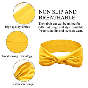 Huachi 12 Pack Bow Headbands for Women Elastic Headwraps Hair Band Knotted Headband Rabbit Ears Turban Fashion Sport Cute Hair Accessories