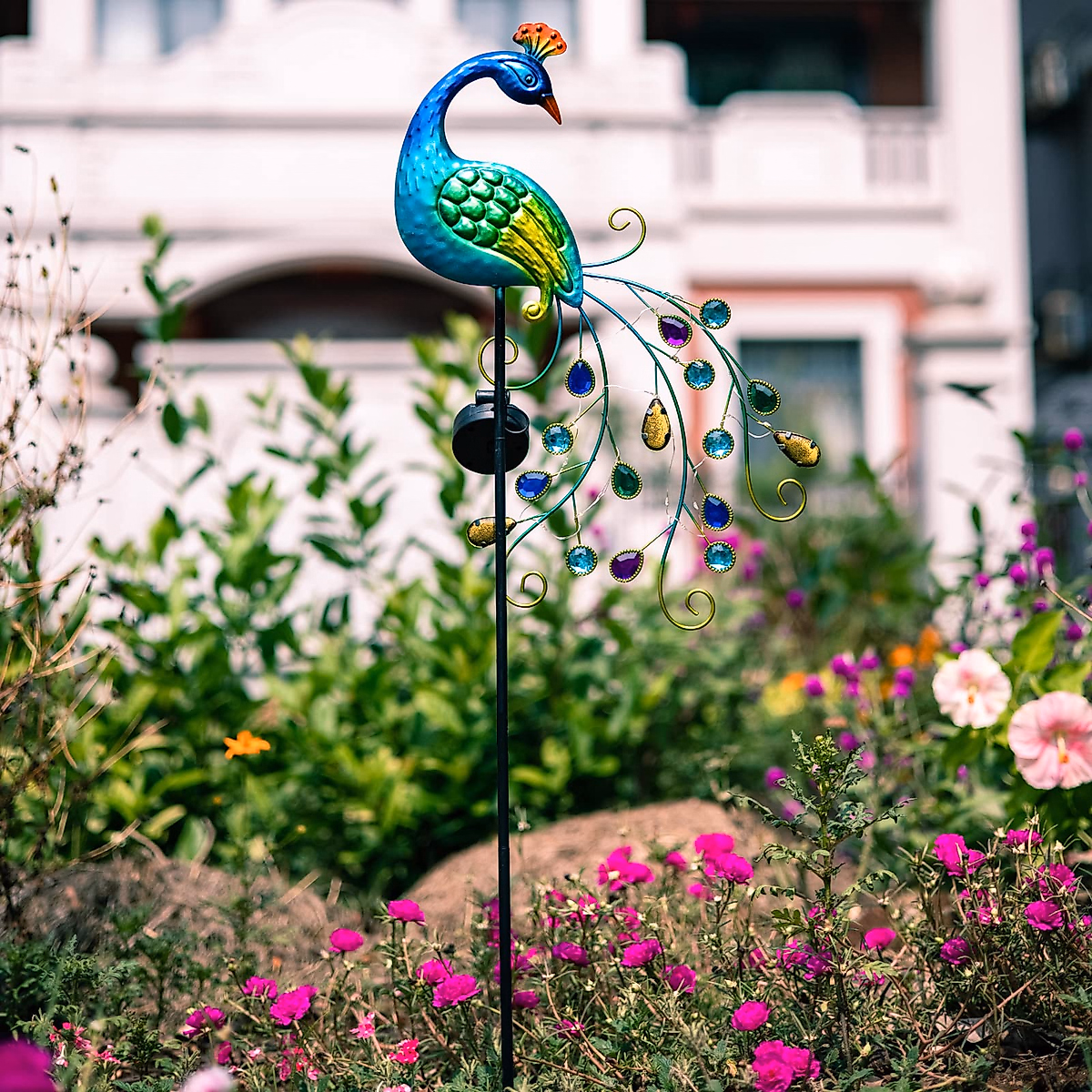 DREAMSOUL Metal Peacock Garden Solar Lights Outdoor Decorative Garden Stake Lights- Waterproof Peacock Solar Landscape LED Path Lights Patio Yard Garden Lawn Outside Decoration