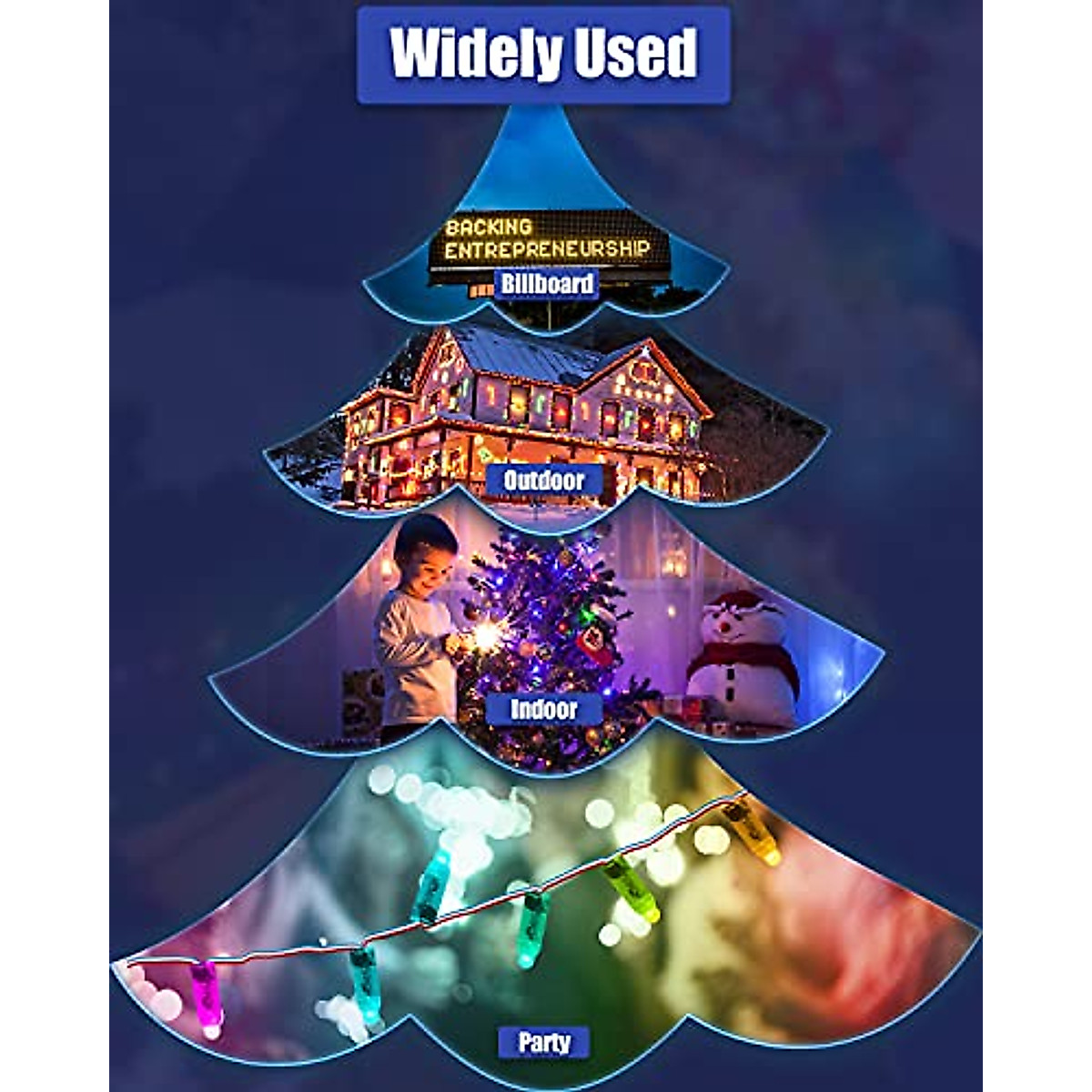 GMJYC DC 5V 50pcs WS2811 Pixels Christmas Lights Outdoor Individually Addressable IP68 Waterproof LED String Lights Diffused Digital RGB LED Lights Full Color 12mm, for Garden/Party/Advertising Signs