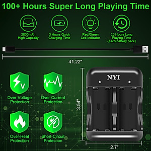 2800mAh Controller Battery Pack for Xbox One/Xbox Series X/Xbox One S/Xbox One X/Xbox One Elite, NYI 4 x 2800 mAh High Power Rechargeable NI-MH Batteries Kit with Charger