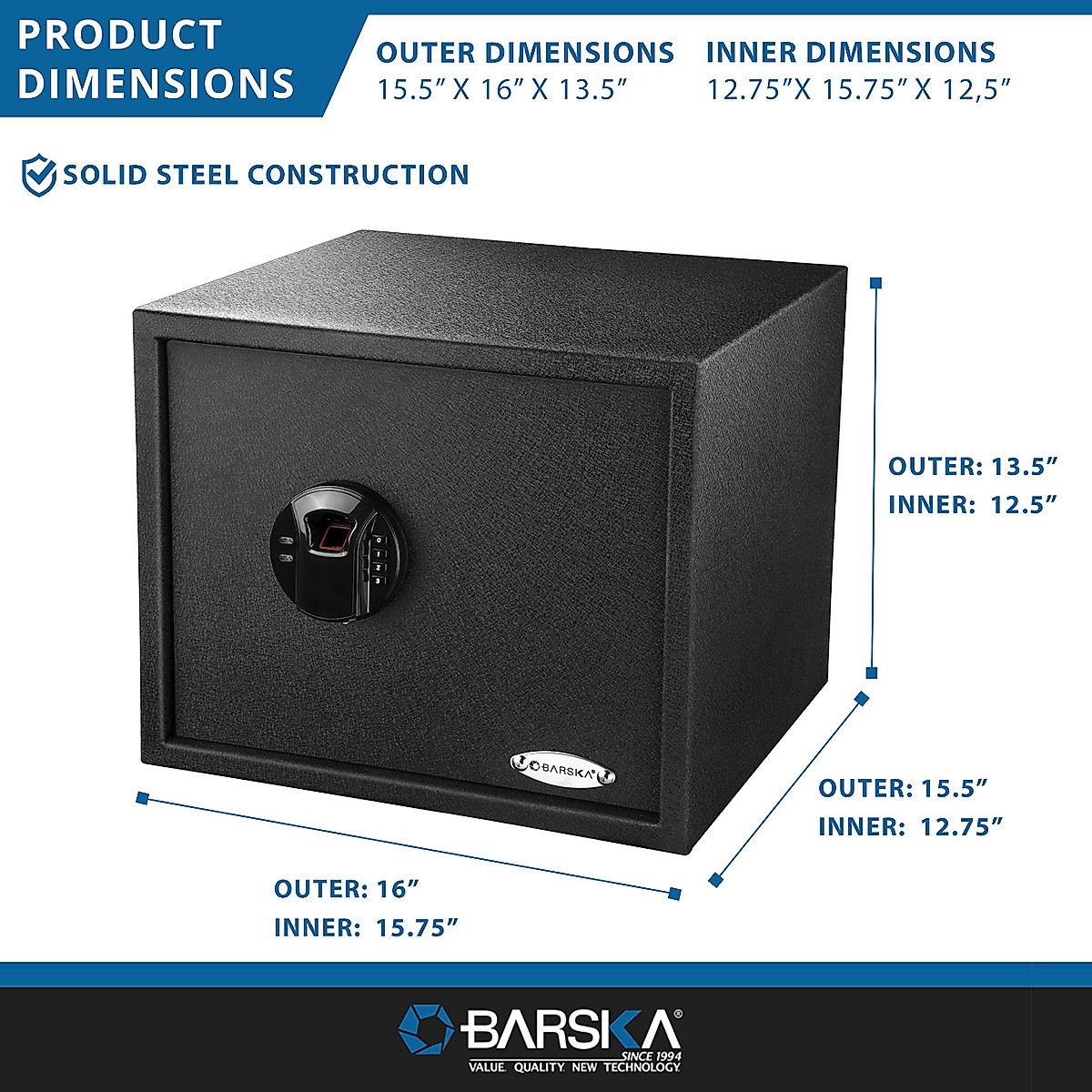 BARSKA HQ300 Biometric Keypad Safe