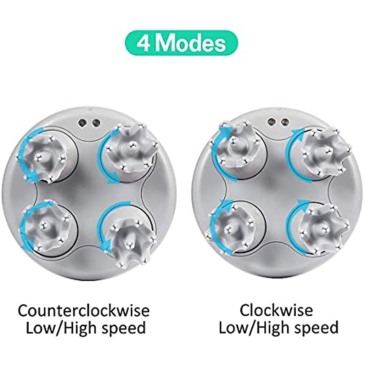 LATME Scalp Massager with 4 Replacement Massage Heads Portable Head Scratcher with Tissue Kneading Nodes Gifts Idea Stress Release Massager for Muscles Shoulder Calf