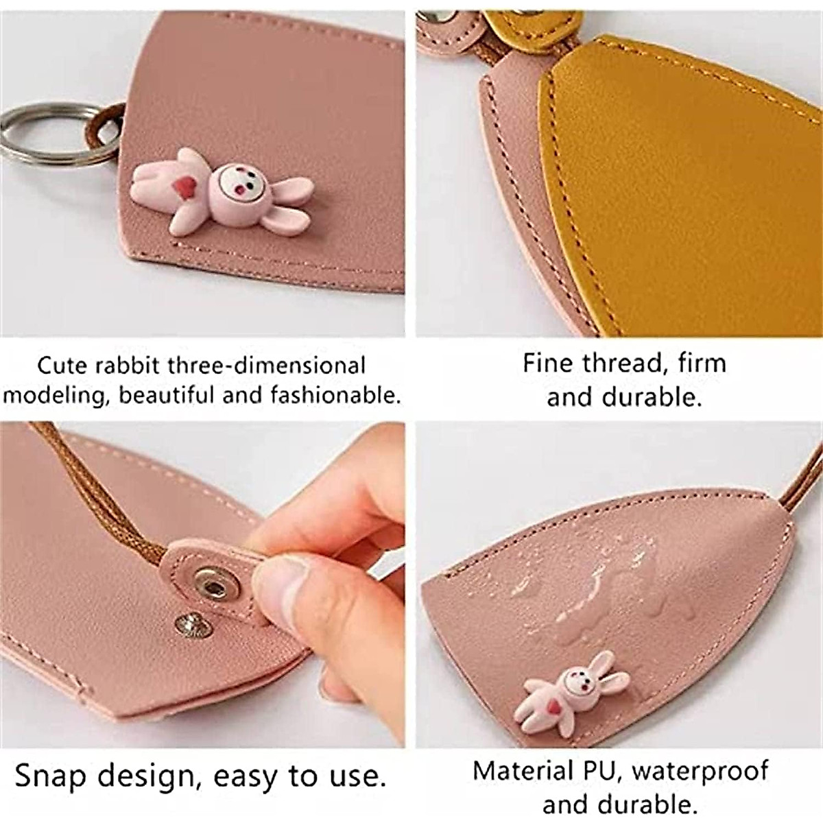 DABATO Creative Pull Out Cute Large Capacity Car Key Case, 6 Pcs Leather Car Key Case, Cute Car Key Protector Fob with Holder Hook (6Pcs - A)
