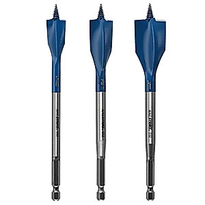BOSCH NS5003 3-Piece Nail Strike Wood-Boring Spade Bits Assorted Set Optimized for Wood and Wood with Nails