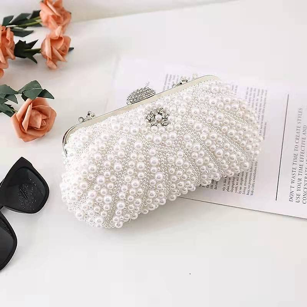 Ofuleo Evening Handbag Pearl Clutch Wedding Bag Formal Purse for Prom Party Dating Casual for Women