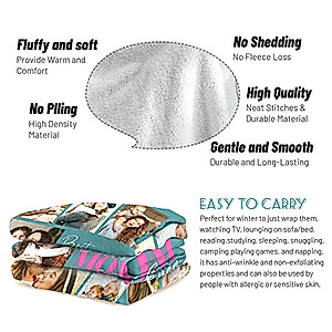 Baosity Mother's Day Blanket Gifts for Mom, Custom Blanket with Photos/Text, Personalized Picture Blanket Throw, Customized Birthday Gifts for Mom from Daughter Son - 4 Size (6 Photo W/Text)