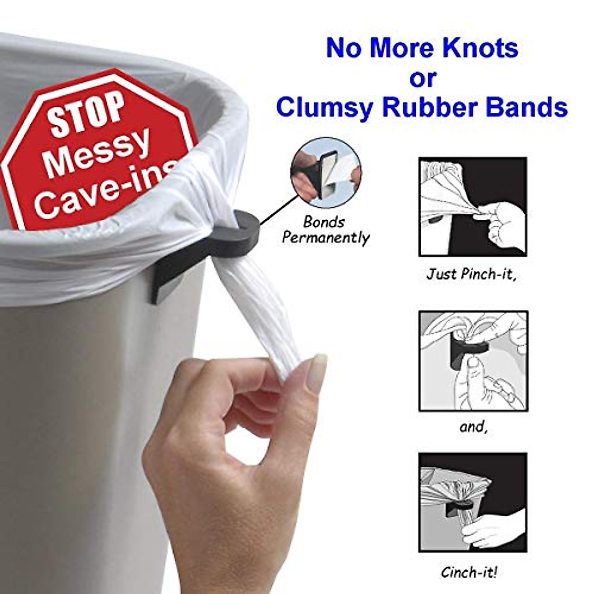 PlasticMill Trash Bags Cinch, Beige, 2 Pack, To Hold Garbage Bags In Place. May not be compatible with some Garbage Can drawers or compacters.