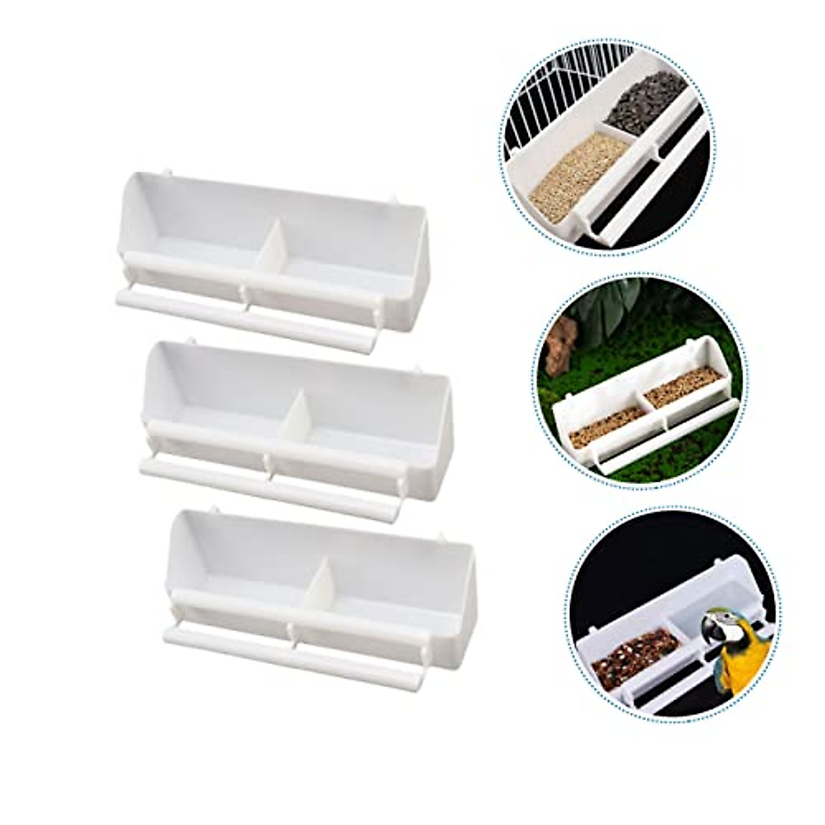 Balacoo 3pcs Cage Fruit Design Holder Girds Parakeet Food Dispenser Trough Double Birdcage Hanging Bird Feeder for Small African Buckle Gray Macaw Cup Parrot White Bowl Canary Water