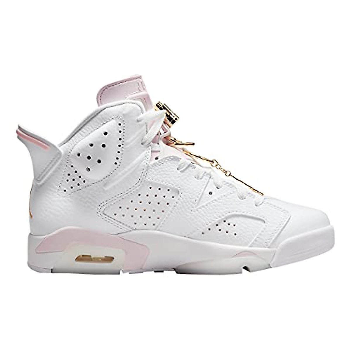 Nike Women's Air Jordan 6 WMNS Gold Hoops, White/Sail/Metallic Gold/Barel, 9W