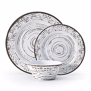 Pfaltzgraff Trellis 12 Piece Outdoor Melamine Dinnerware Set, Mulitcolored, Service for 4