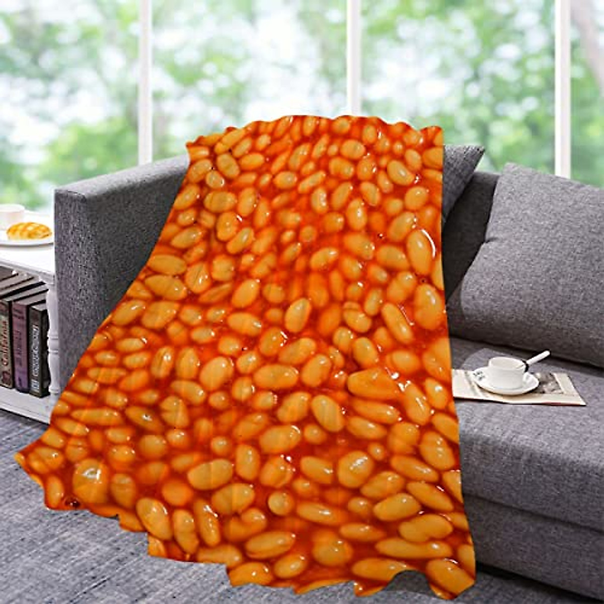Baked Beans Food Throw Blanket - ​Super Soft Flannel Fleece Blanket for Gifts,Bedding Quilt Home Decor for Couch Sofa Bed All Season 30"x40" for Toddlers Pets