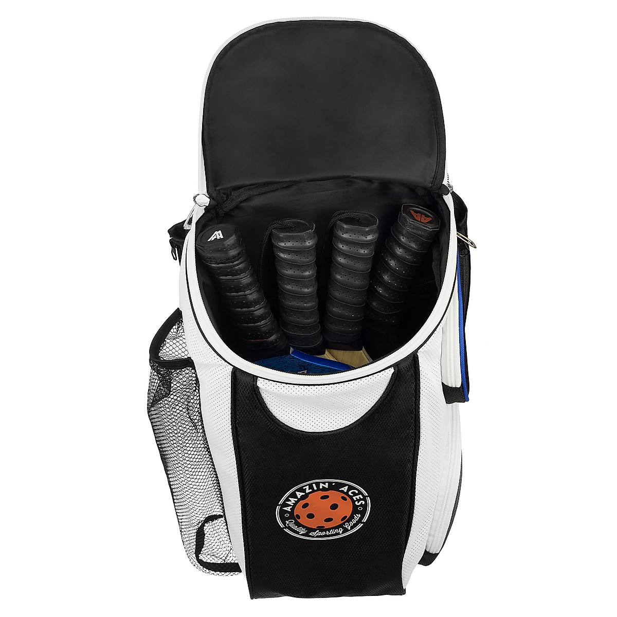 Amazin' Aces Premium Pickleball Backpack | Bag Features Pickleball Holder/Sleeve | Pack Fits Multiple Paddles | Convenient Pockets For Phone, Keys, & Wallet | Padded Back & Straps For Added Comfort