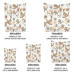 AuHomea Kangaroo and Monkey Throw Blanket Blankets Queen Size for Teens Soft Blankets 50x 60 Inch for Sofa Couch Bed