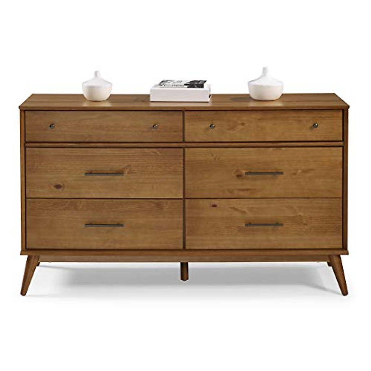 Camaflexi Mid-Century Solid Wood Dresser / 6 Drawers/Castanho Finish