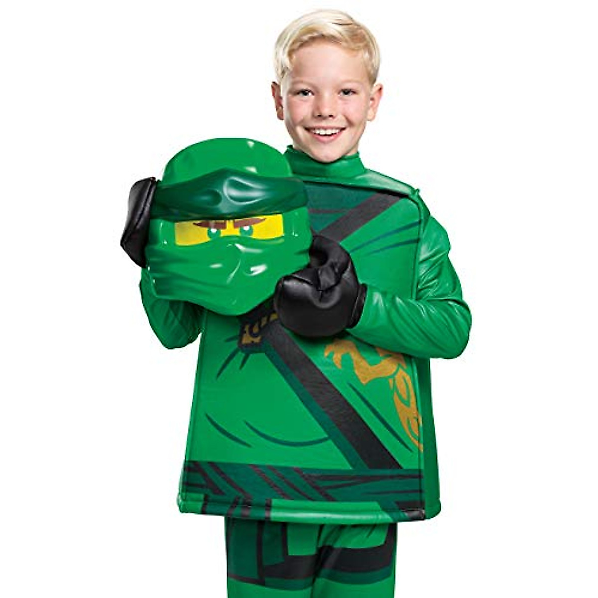 Disguise Lloyd Costume for Kids, Deluxe Lego Ninjago Legacy Themed Children's Character Outfit, Child Size Medium (7-8) Green (100399K)
