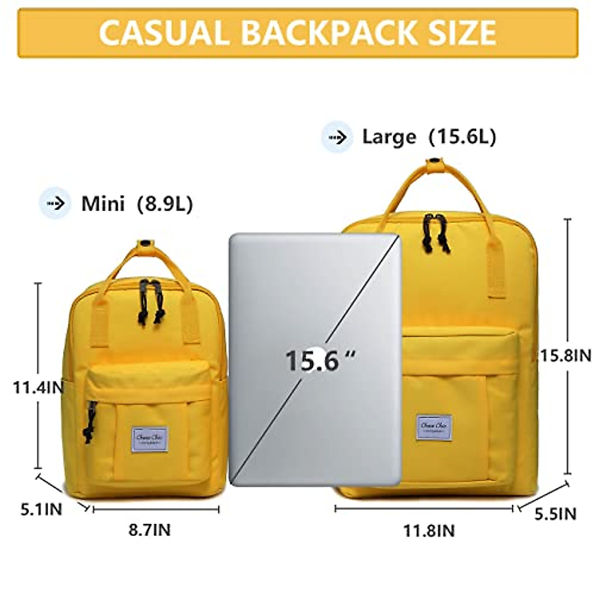 Mini Backpack for Women, Chasechic Lightweight Cute Small Hiking Casual Aesthetic Daypack for Teen Girls Yellow