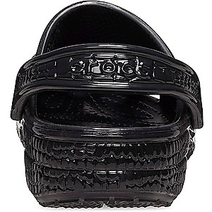 Crocs Unisex-Adult Classic Crocskin Clogs, Black Metallic, 10 Women/8 Men