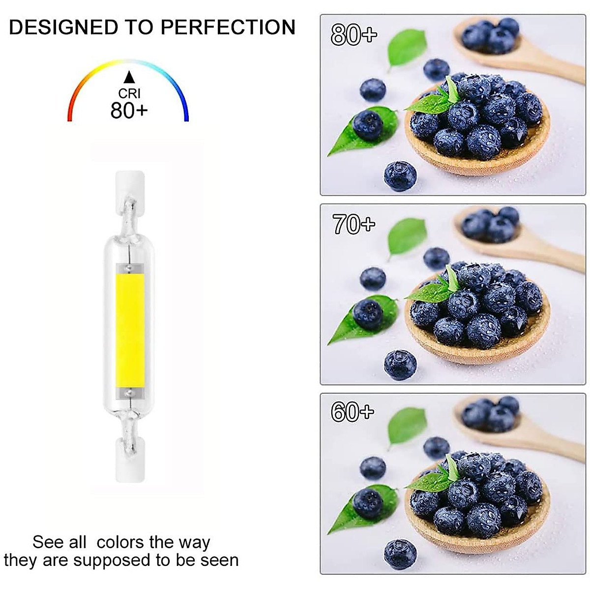 78mm 10W R7S LED Bulb 100W Halogen Equivalent 78mm J-Type 10W 120V R7S Base 6000K Cool White J Type T3 78mm Double Ended Flood Light Bulbs 360°Beam Angle Landscape Lights, Pack of 3