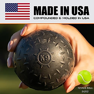 Monster K9 Ultra Durable Dog Ball - Made in USA - Tough, Strong Dog Chew Toy & Fetch Toy for Super, Extreme, & Aggressive Chewers - Heavy Duty Non-Toxic Natural Rubber - Medium Large Dogs