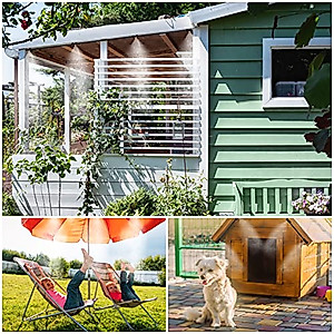 HBlife Misting Cooling System, 39.4 FT(12m) Misting Line + 13 Brass Mist Nozzles + Brass Adapter(3/4In), Misters for Outdoors Patio Garden Greenhouse Trampoline. Outside Mister for Waterpark, Black