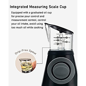 Oil Dispenser Bottle, 17oz Olive Oil Dispenser Oil Sprayer, Clear Glass Refillable Oil and Vinegar Dispenser Bottle with Measuring Scale Pump for Kitchen, Cooking, Salads, Baking Frying, BBQ (Clear)