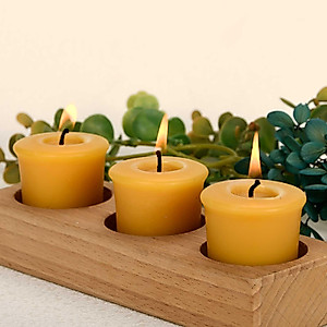 Natural Beeswax Votive Candles 6 Pack, Handmade Bees Wax Candle - Smokeless, Dripless and Non-Toxic, 10 Hour Long Burn Time Each for Home