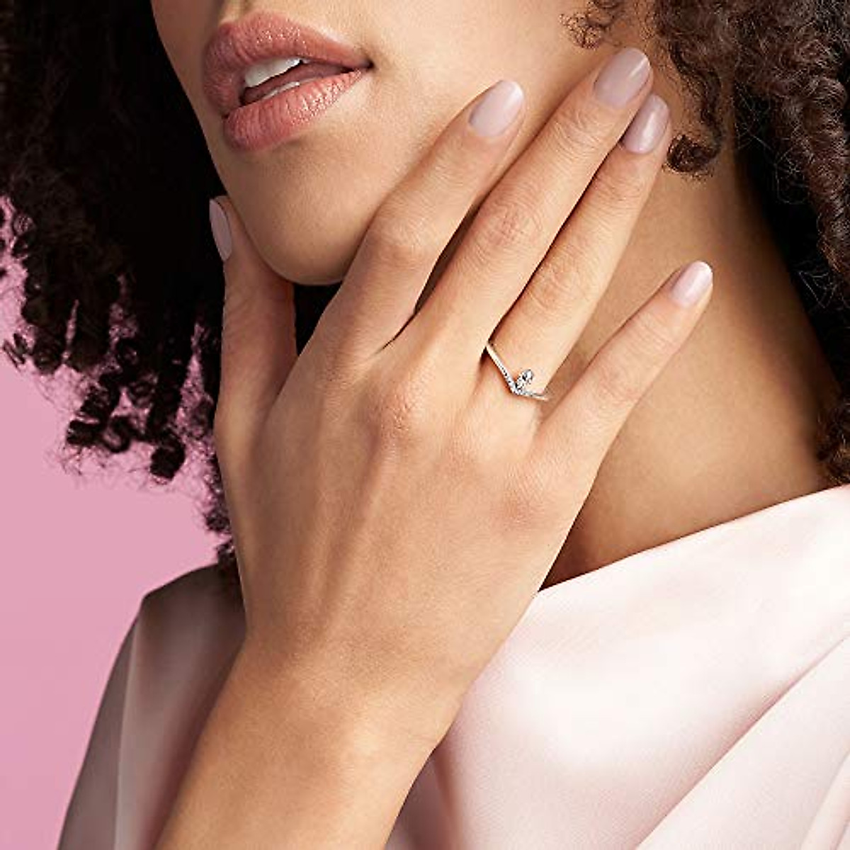 Pandora Classic Wishbone Ring - Sterling Silver Ring for Women - Layering or Stackable Ring - Gift for Her - Sterling Silver with Clear Cubic Zirconia - Size 9, No Gift Box