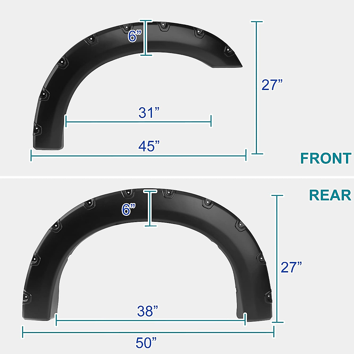 Spec-D Tuning 4PC Front + Rear Black Fender Flare Wheel Cover Compatible with 1999-2007 Ford F250 F350 F450 Super Duty