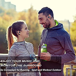 Single Bone Conduction Earbuds Open Ear Headphones Wireless Bluetooth Earbuds with Earhooks 30Hrs Playtime with Charging Case and LED Power Display Sport Open Earbuds Waterproof Bass Sound Headset