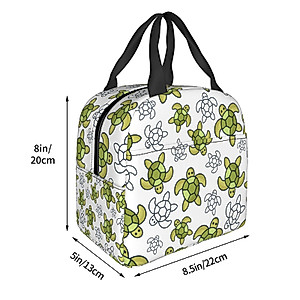 Lunch Bag Green Kawaii Turtle Insulated Lunch Box Teen School Reusable Bags Meal Portable Container Tote For Boys Girls Travel Work Picnic Boxes