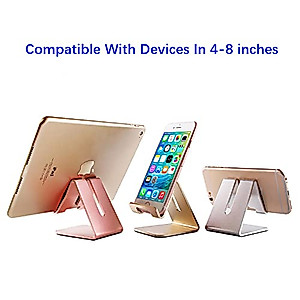 ROMIRUS Cell Phone Stand, Aluminum Metal Cell Phone Holder Phone Stand for iPhone 13 Pro Max/13 Pro/13/13 Mini/12, iPad Mini and Other 4-8" Android Smartphones